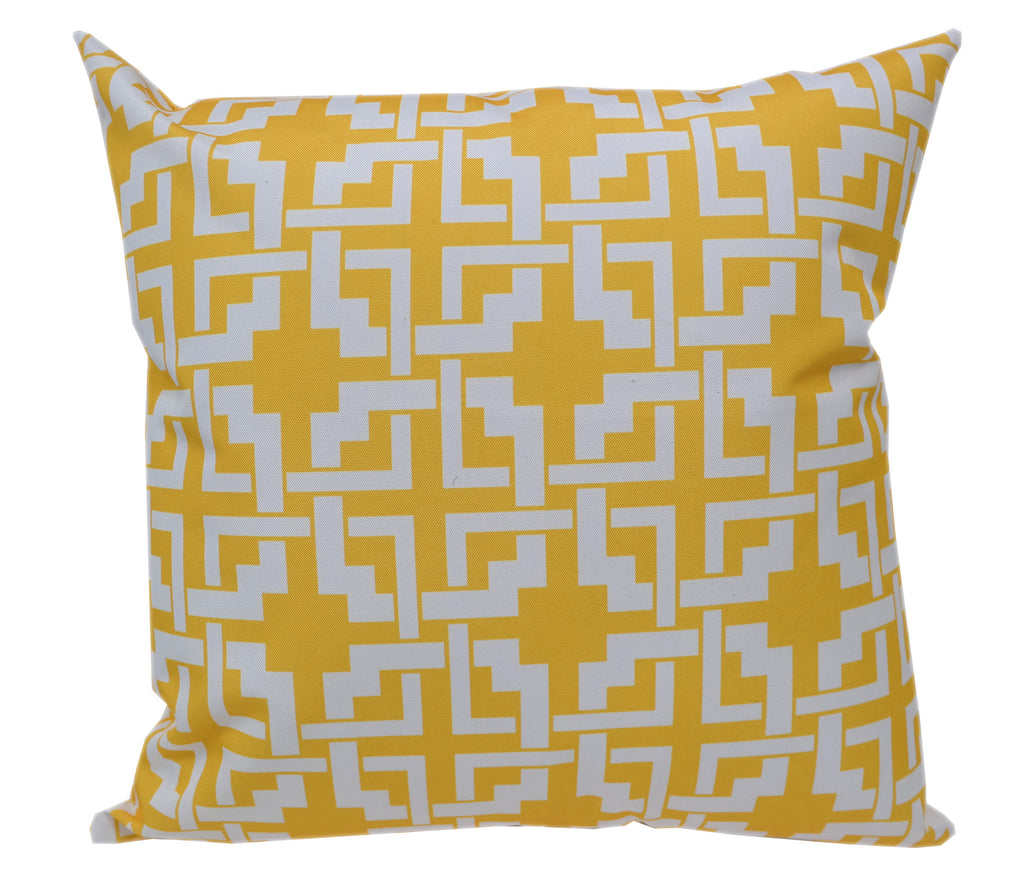 Outdoor Yellow and White Geometric Pattern Throw Pillow – Home Accent ...